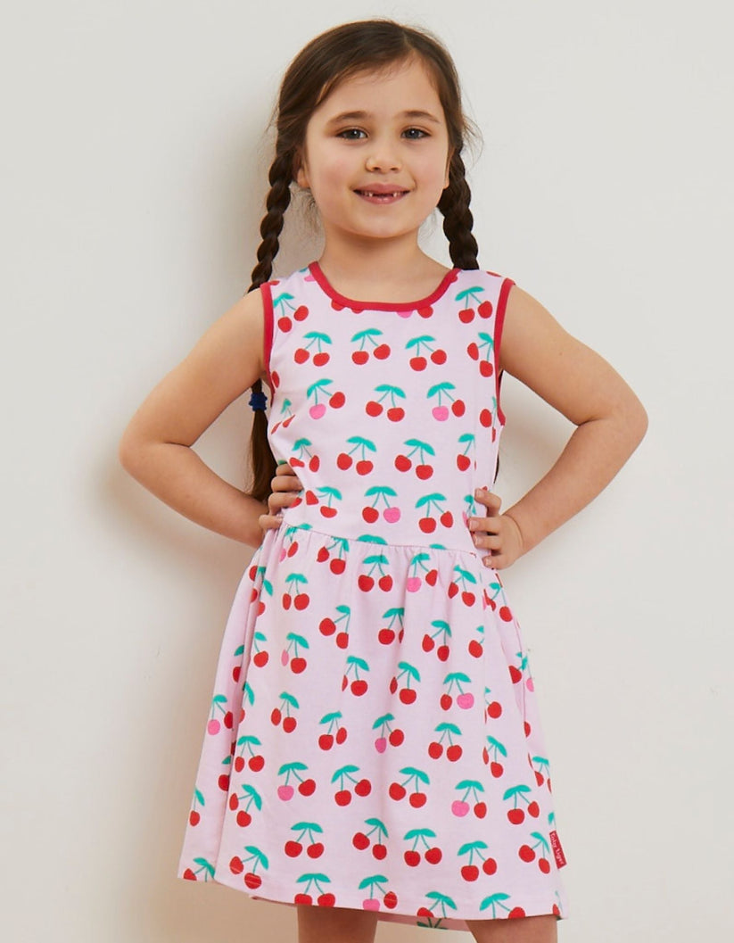 Organic Cherry Print Summer Dress - Toby Tiger